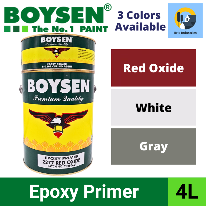 Boysen Epoxy Primer 4 Liters (Gallon) with Curing Agent 3 Colors ...