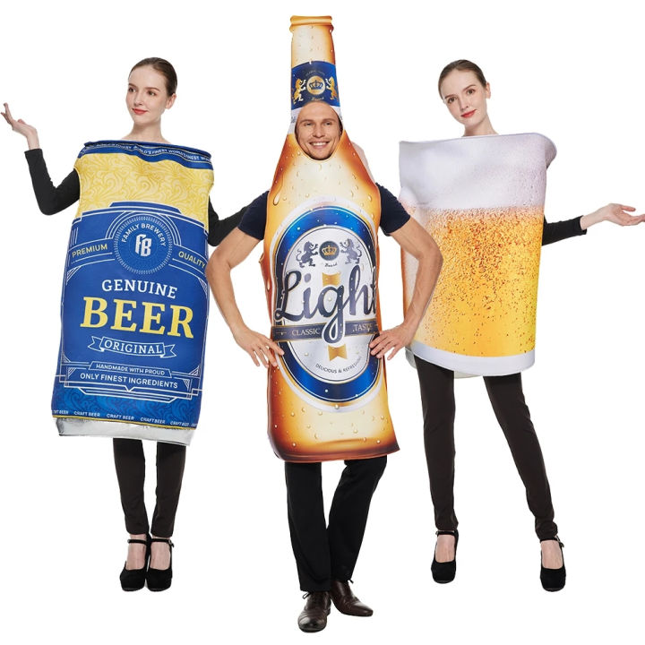 Adult Funny Beer Costume Men Women Sponge Whisky Bottle Beer Bottle Can ...