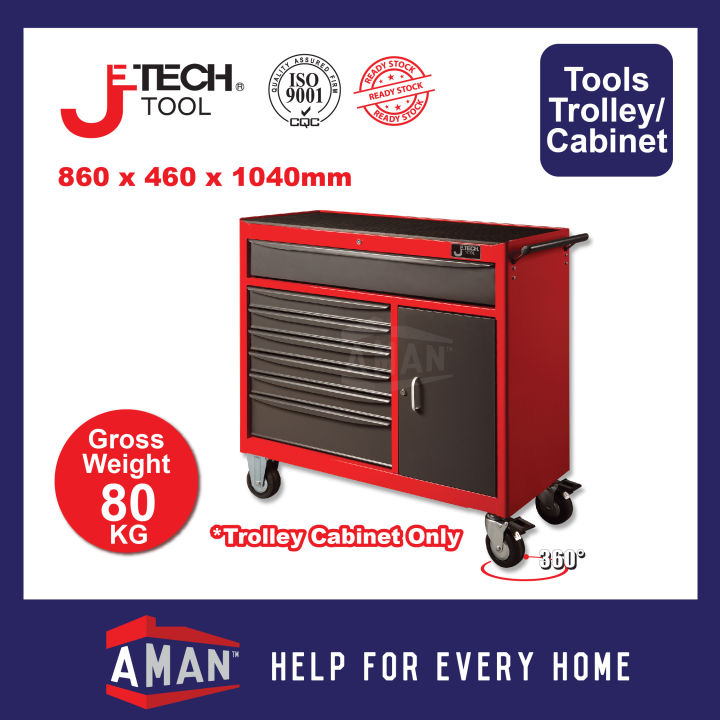 JETECH 9 Drawer Empty Metal Tool Trolley Cabinet Lockable Wheel Tool ...