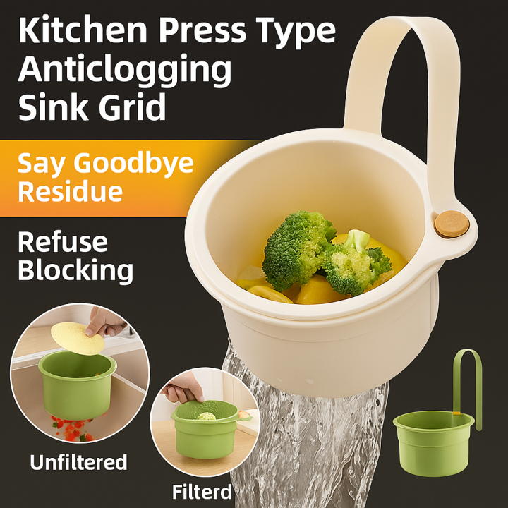 Push-type Multi-function Sink Hanging Basket Anti-clogging Food Waste ...