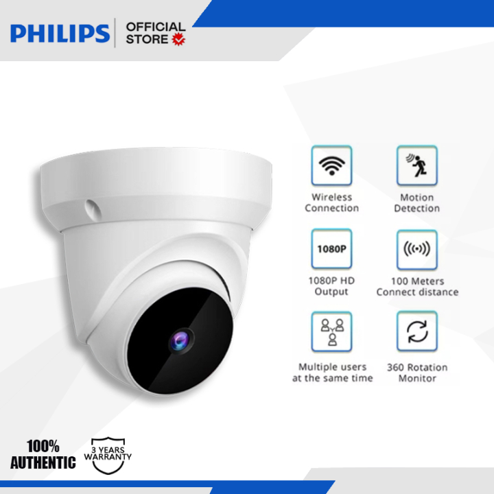 PHILIPS 3MP Indoor CCTV IP Wifi Camera Wireless Security Smart ...