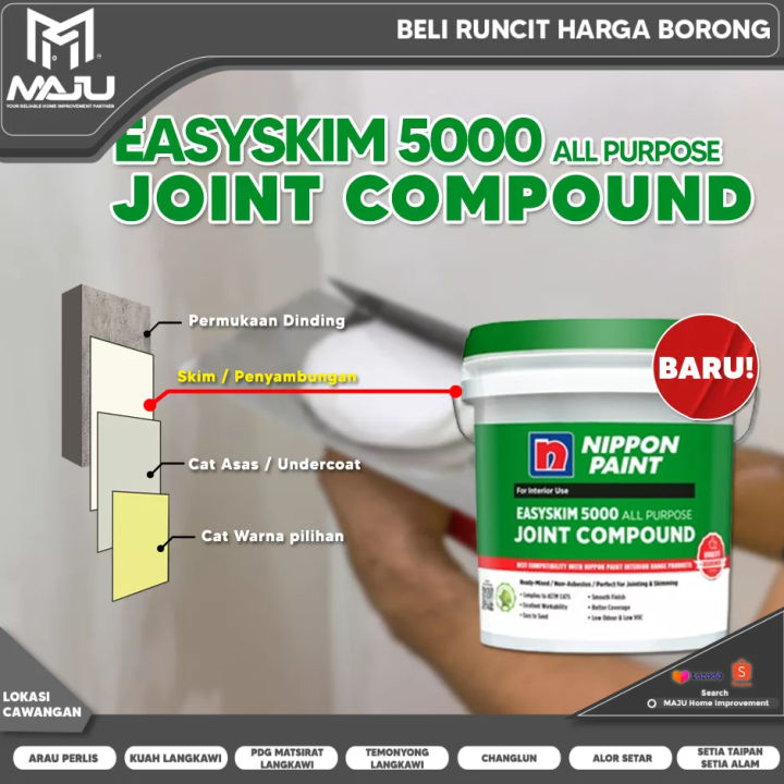 NIPPON 5KG EASYSKIM 5000 ALL PURPOSE JOINT COMPOUND | Lazada