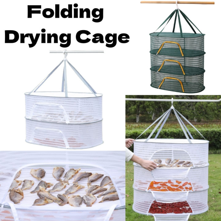 Foldable Fishing Vegetable Drying Net Hanging Drying Rack 1-4 Layers Of ...