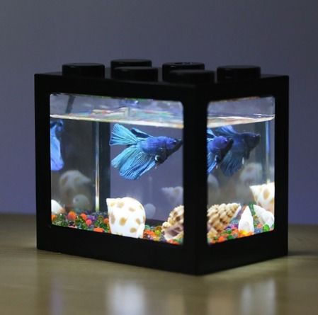 【GW】Betta Fish Mini Aquarium Colourful Building Lego Block Fish Tank ...