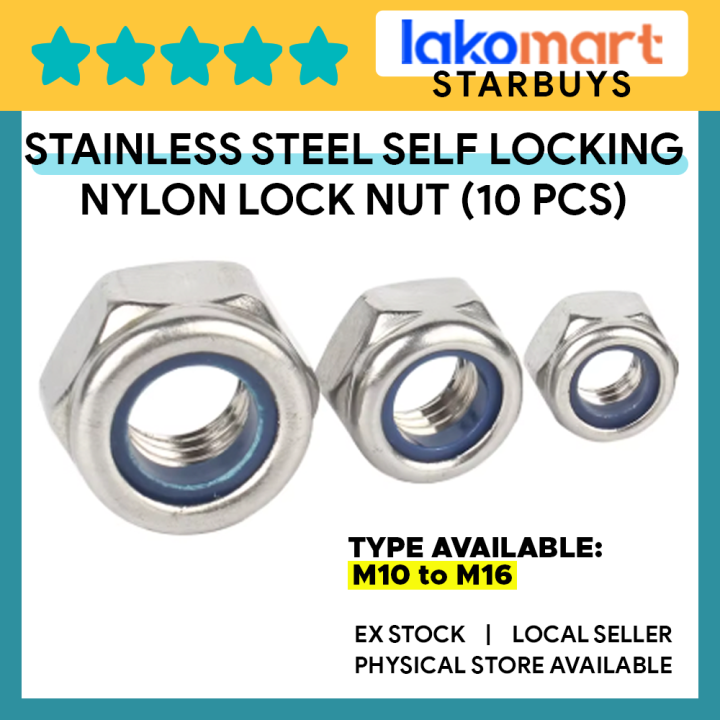 Stainless Steel Self Locking Nyloc Nylon Lock Nut (10pcs per order ...