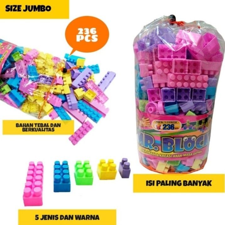 Mainan Block 236 Pcs SNI Balok Susun Brick Blok Edukasi Anak Perempuan ...