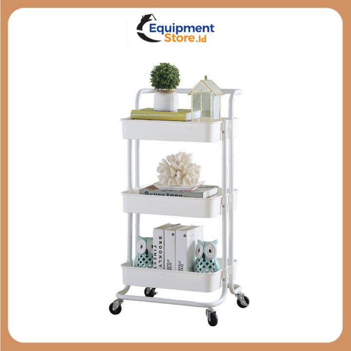 Rak Dapur Dorong Besi Stainless Steel Rak Troli Susun Serbaguna dengan ...