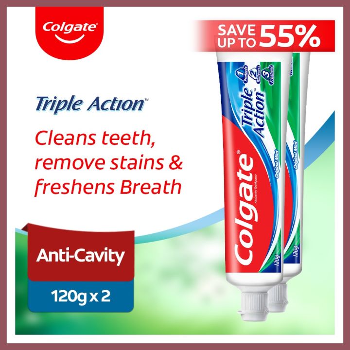 Colgate Triple Action Anti-Cavity Family Toothpaste 120g Twin Pack ...
