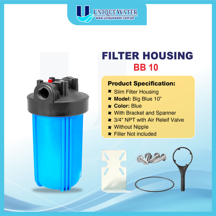 Filter Housing Big Blue 10 inches (1" NPT) Complete with Bracket, Spanner and Screws | Lazada PH