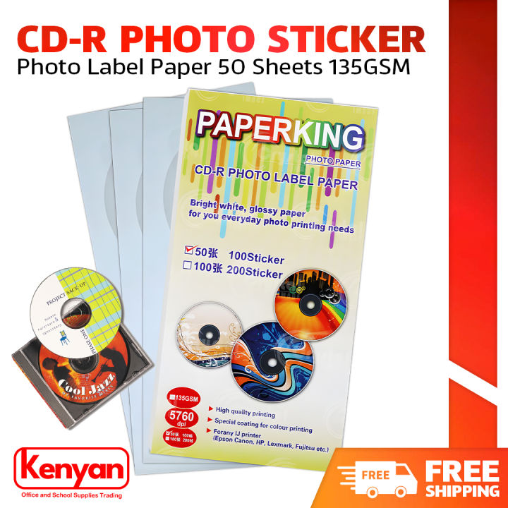 Yasen CD-R Glossy Printable Sticker Paper 100 Labels 50 Sheets CD High ...