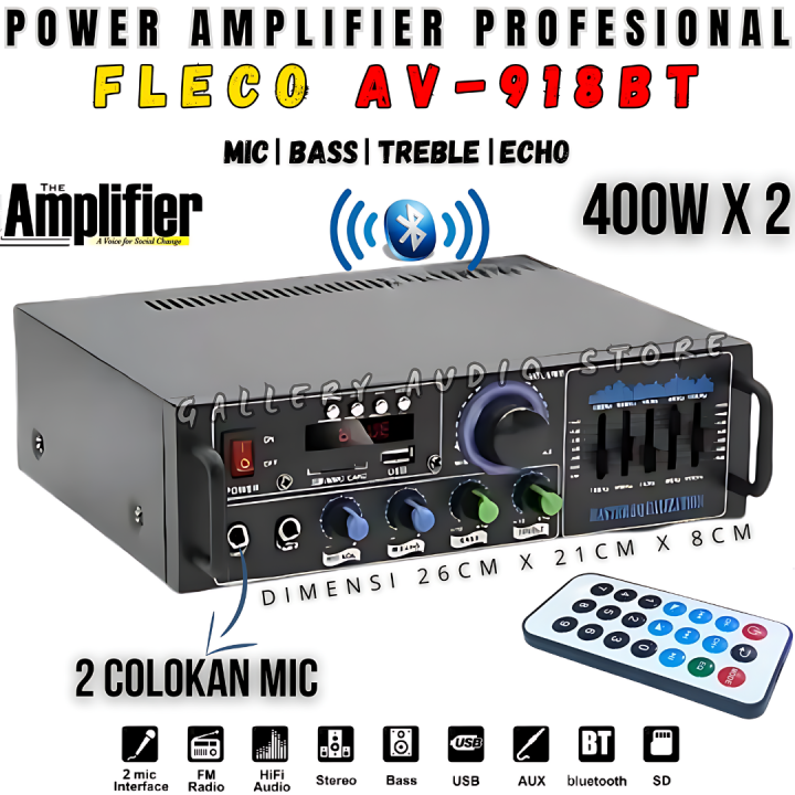 Power Amplifier Bluetooth Fleco AV-918BT 800W | Audio Penguat Suara ...