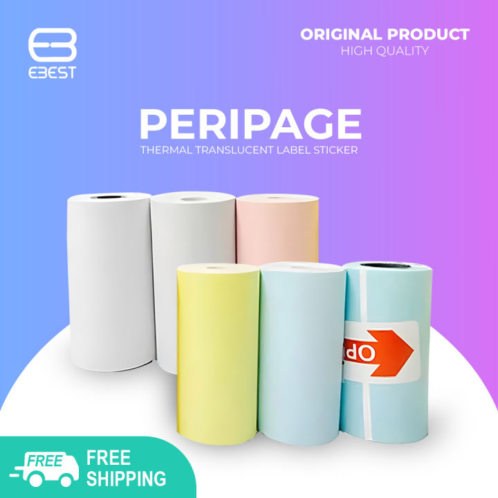 Original Peripage 57mm 3 Rolls Generic Colorful Thermal Label ...