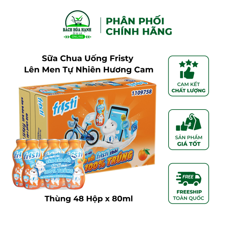 Sữa Chua Uống Fristy Lên Men Tự Nhiên Hương Cam Thùng 48 Hộp x 80ml ...