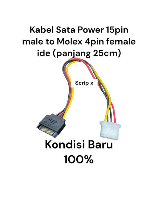 Kabel Sata Power 15 pin Male To Molex 4 pin Female Ide Adapter Panjang ...