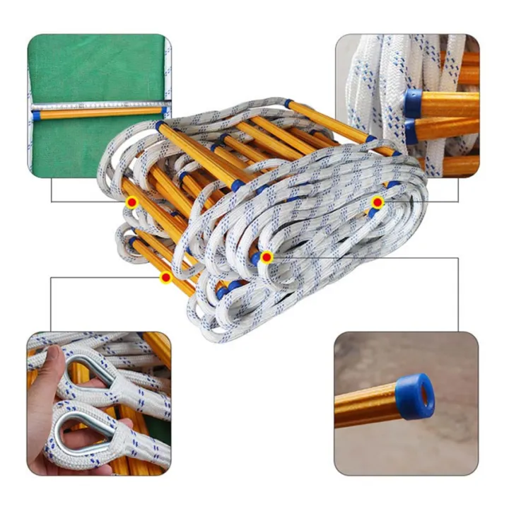 5m or 10m Escape Rope Ladder – Emergency Rescue Safety Equipment for ...