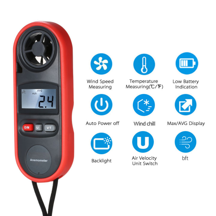 【New Arrivals】 Mini Anemometer Digital Tachometer Thermometer Handheld ...