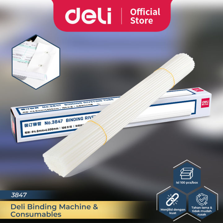 Deli Riveting Tube Isi Mesin Jilid/Binding Transparan Isi 100 pcs/pak ...