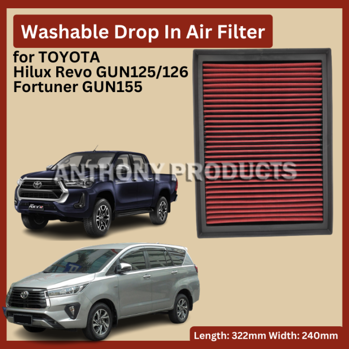 Toyota Hilux Revo, Innova TGN140, Fortuner GUN155 Air filter Drop in ...