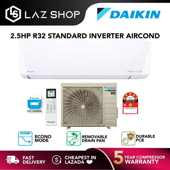 Daikin 1.0HP -2.5HP R32 Standard Inverter Air Conditioner | FTKF Series | Econo Mode | FTKF25BV ...