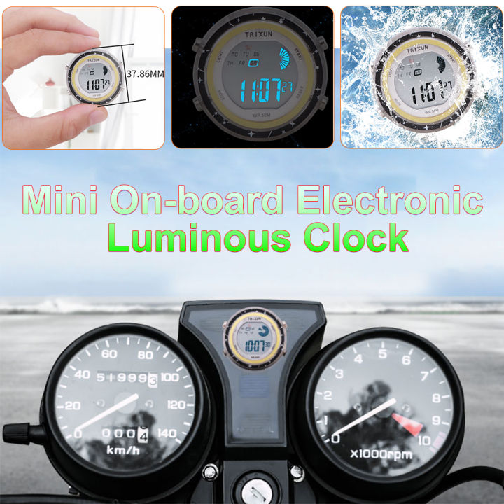 Universal Cold Light Motorcycle Clock Waterproof Watch Stick-On ...