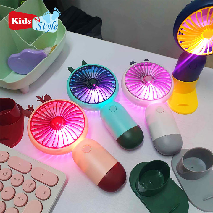 Deer Fan Hand-held Rechargeable Light Mini Fan With Stand | Lazada PH