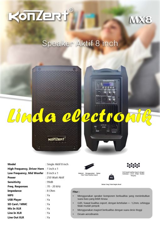 speaker aktif konzert mx8 / mx 8 8 inch 1 buah original | Lazada Indonesia