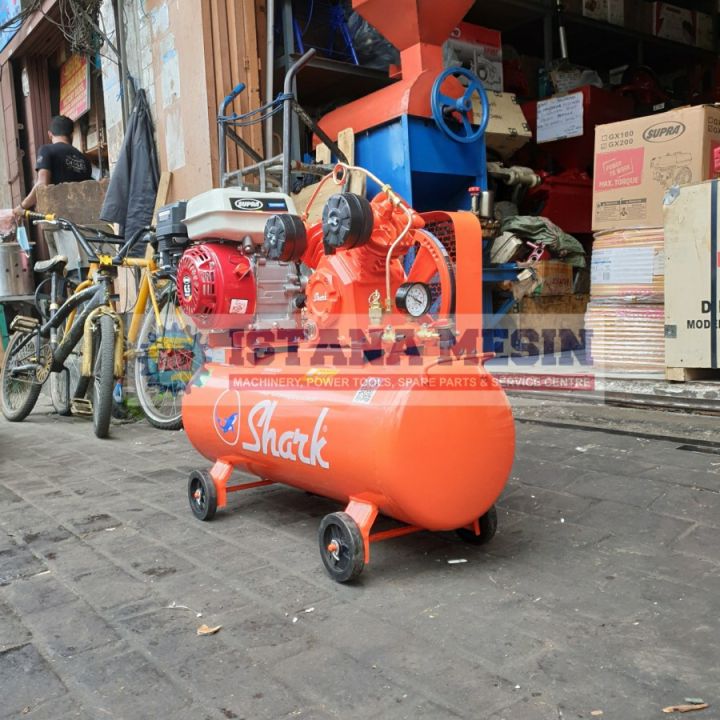 MESIN KOMPRESSOR ANGIN SHARK 1/2HP KOMPRESOR 2 PISTON COMPLETE MESIN ...