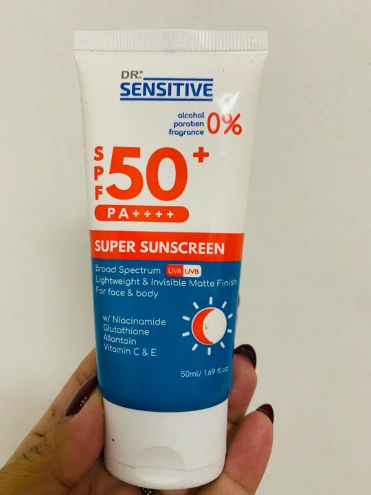 Dr. Sensitive Super Sunscreen SPF 50+ PA++++ for Face and Body 50ml ...