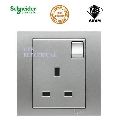 Schneider Vivace 13A 1 Gang Switched Socket - Aluminium Silver | Lazada