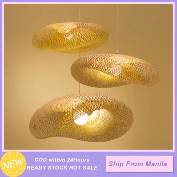 Bamboo Weaving LED Pendant Light, Hanging Chandelier Kitchen Ceiling ...