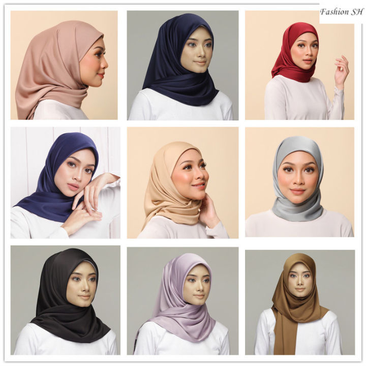 satin bawal square hijab size 110cmx110cm | Lazada Singapore