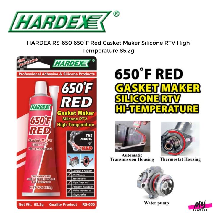 HARDEX RS-650 650°F Red Gasket Maker Silicone RTV High Temperature 85 ...