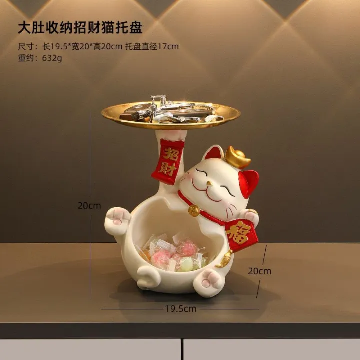 Lucky Cat Candy tray ornament 2 in 1 Big Belly Cute Cat Nampan ...