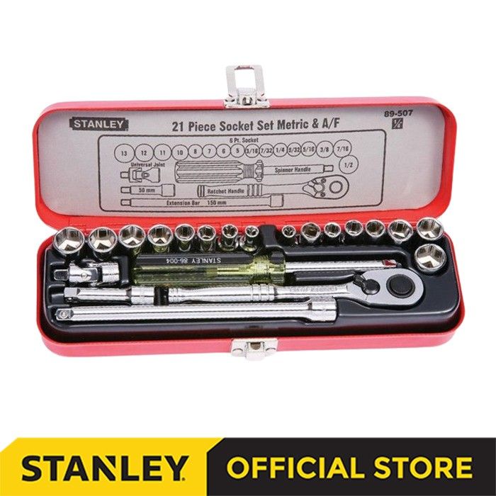 Stanley Metric & Imperial Socket Set 1/4" 6pts 21pcs 89-507 | Lazada Indonesia