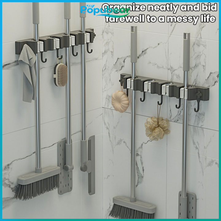Wall Mounted Broom Holder Mop Rack Strong Load-bearing Easy to Install ...