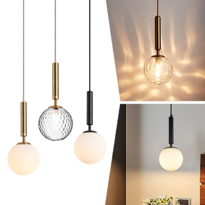 Modern Glass Ball Led Pendant Lamp Fixtures Bedside Gold Indoor Kitchen ...