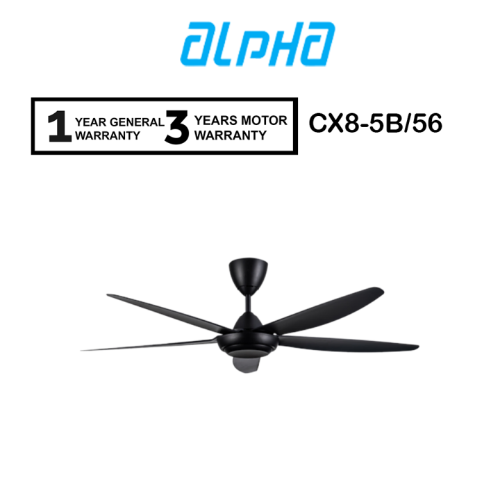 Alpha 56" Ceiling Fan CX8-5B/56 5 Blades 6 Speed (BLACK) / (Walnut ...