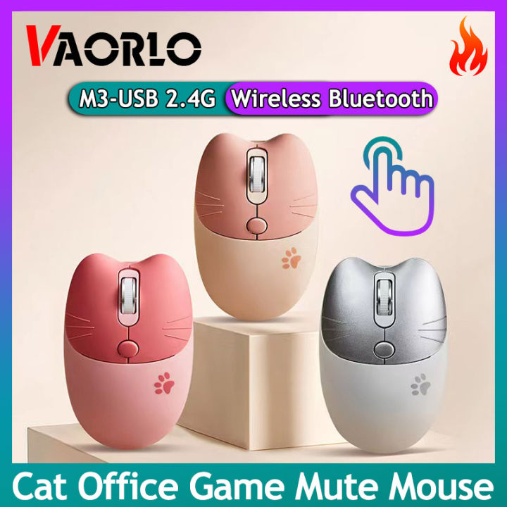 VAORLO Original M3AG Cat Shape Wireless Mute Mouse Super Cute Cartoon ...