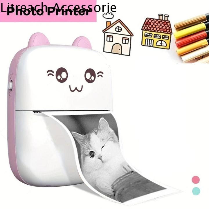 LITREACH Portable Thermal Printer Cat Shaped Mini Pocket Thermal Label ...