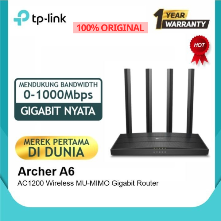 TP-Link Archer A6 AC1200 Wireless MU-MIMO Gigabit Router | Lazada Indonesia