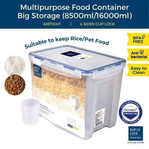 Super Lock Airtight Rice Container with Wheels (10kg) | Lazada