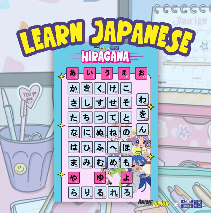 Poster Hiragana Learn Japanese Belajar Bahasa Jepang Kanji Anime ...