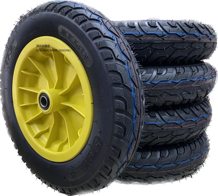 PRESTAR 13" x 3" PNEUMATIC WHEEL (PVC HUB) YELLOW RIM / TAYAR KERETA ...