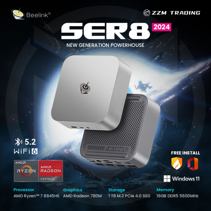 BeeLink Ser8 Mini PC AMD Ryzen 7-8845HS AMD Radeon 780M GPU 16GB RAM ...