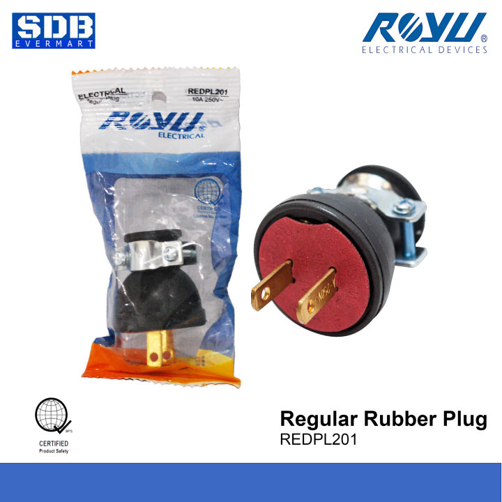 Royu-Plug Regular Rubber Plug Socket Plug Heavy Duty Plug with Ground ...