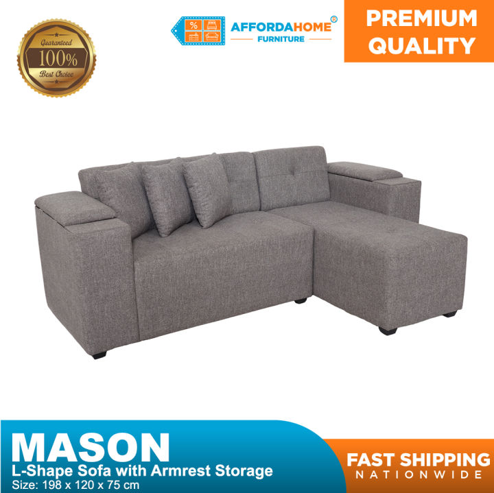 MASON SECTIONAL SOFA with Armrest Storage Nordic fabric sofa bed simple ...