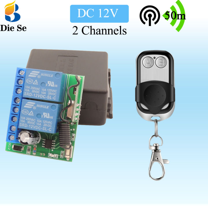 Diese DC 12V 2Ch 10A RF 433MHz Wireless Switch Receiver Relay dry ...