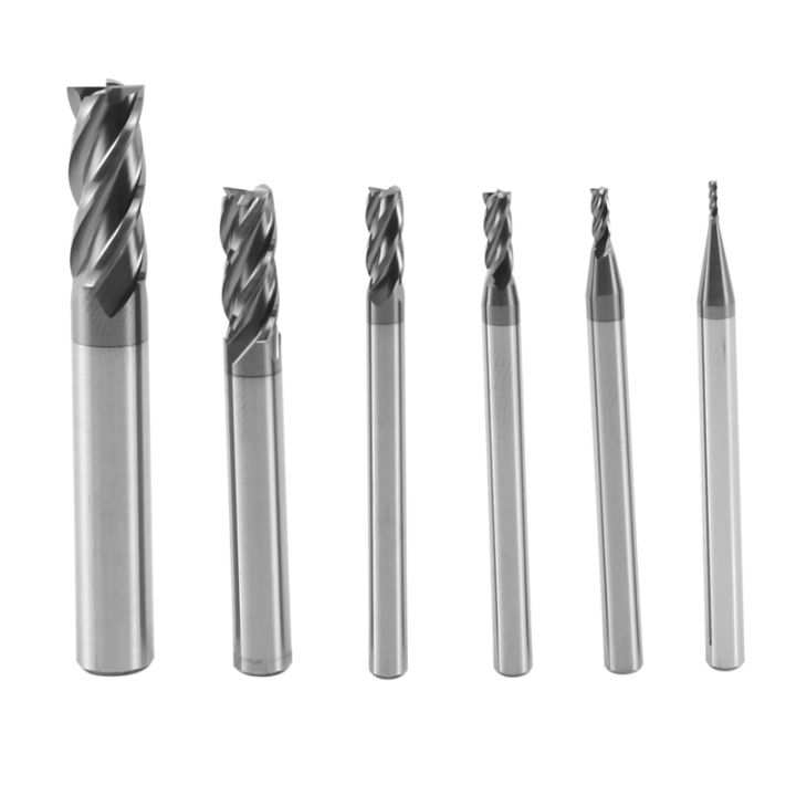6Pcs 4 Flutes End Mills Set for Steels Square CNC Carbide Milling ...