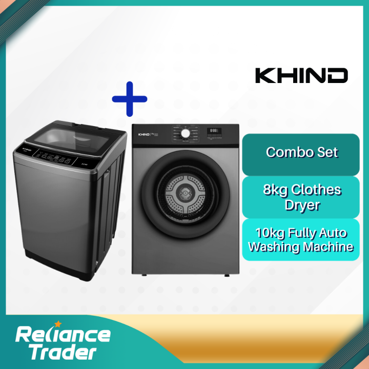 【COMBO】KHIND 8kg Clothes Dryer CD819 + 10kg Fully Auto Washing Machine ...