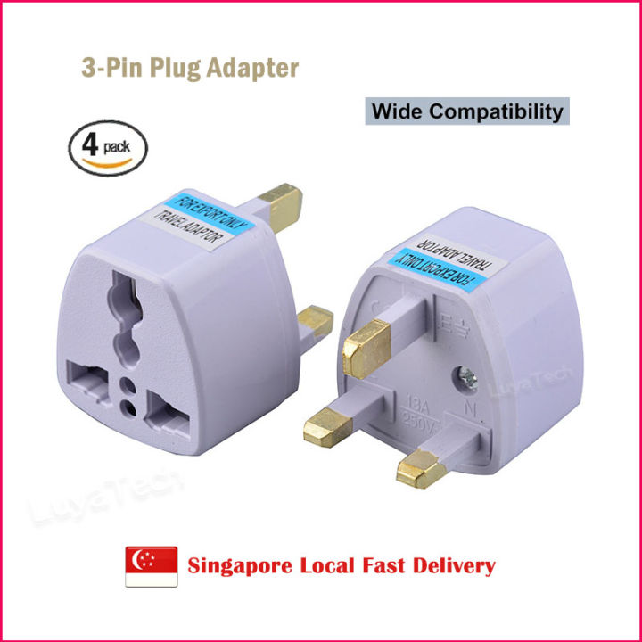 UK Wall Plug Adapter (4 Pack) US EU China AU To SG UK 3-Pin Plug Travel ...
